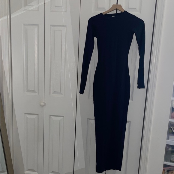 SKIMS | Dresses | Skims Navy Blue Long Sleeve Maxi Dress | Poshmark